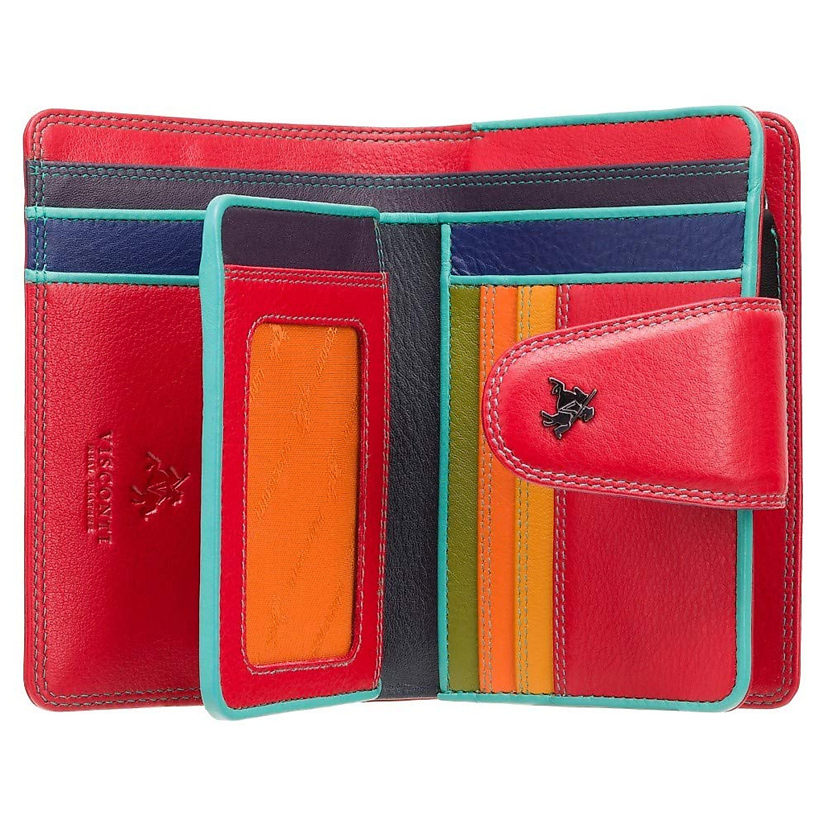 VISCONTI SP31 Soft Leather Multi Colored Bifold Wallet (Red)