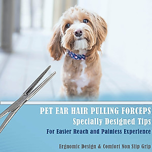 Dog Pet Ear/Nose Hair Puller Grooming Hemostat Locking Forceps Pliers, 5.5" (14cm), Straight