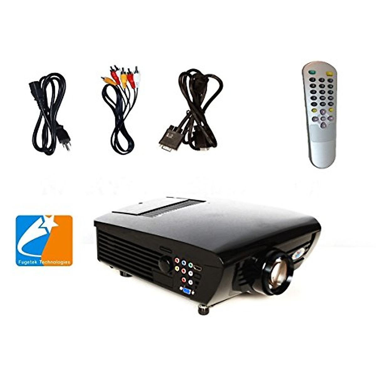 LCD Video Projector, Fugetek FG-637, Great Entry Level Home Theater Movie Cinema, Extended Life LED Lamp, Features HDMI, VGA, YPBPR, 1080i/p, HD Ready, Black, US Support