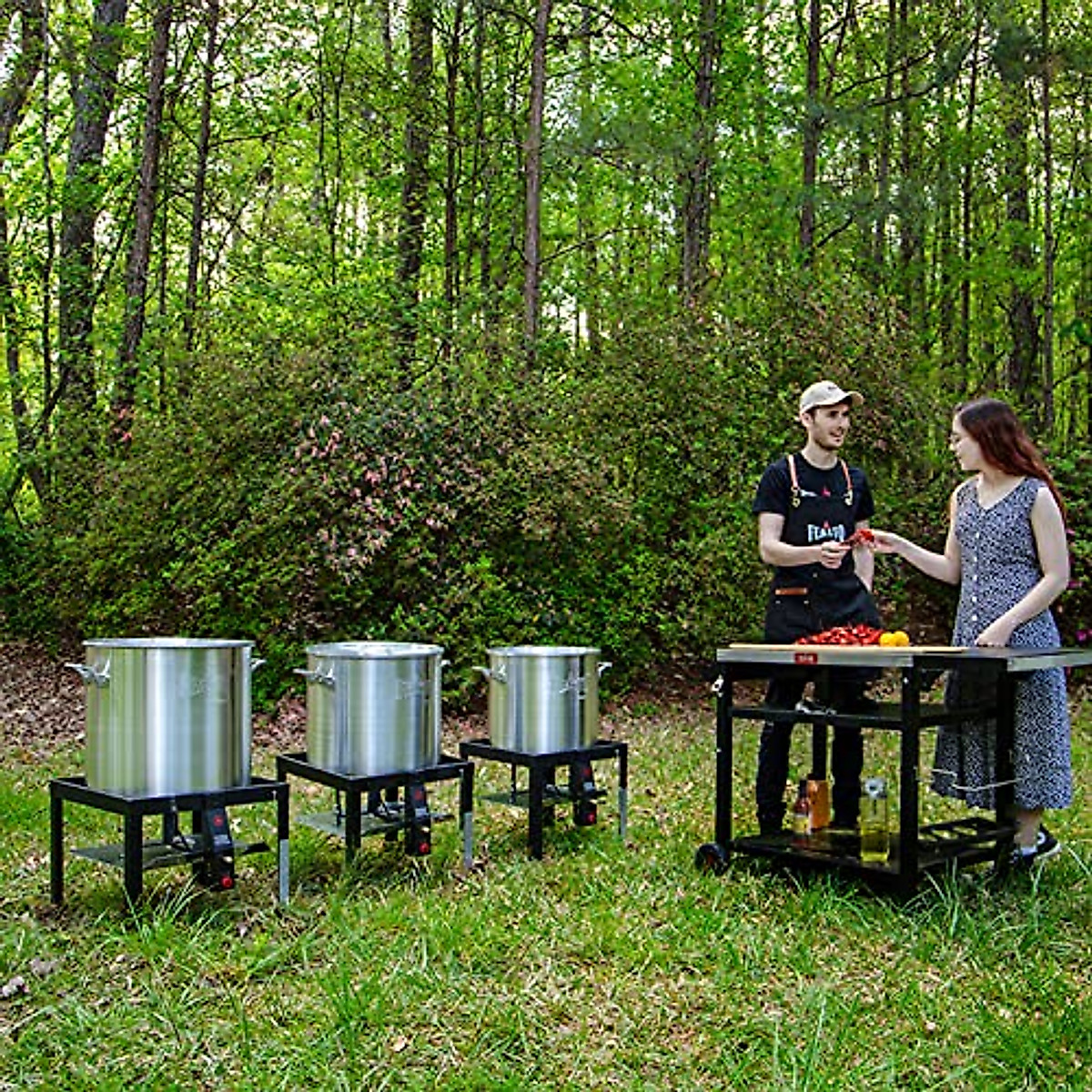 FEASTO 100QT Aluminum Boil Kit with Basket Perfect for Seafood Boiling and Steaming, Outdoor Propane Gas Cooker with Adjustable 0-10 PSI Regulator, Non-Assembly Frame Stand