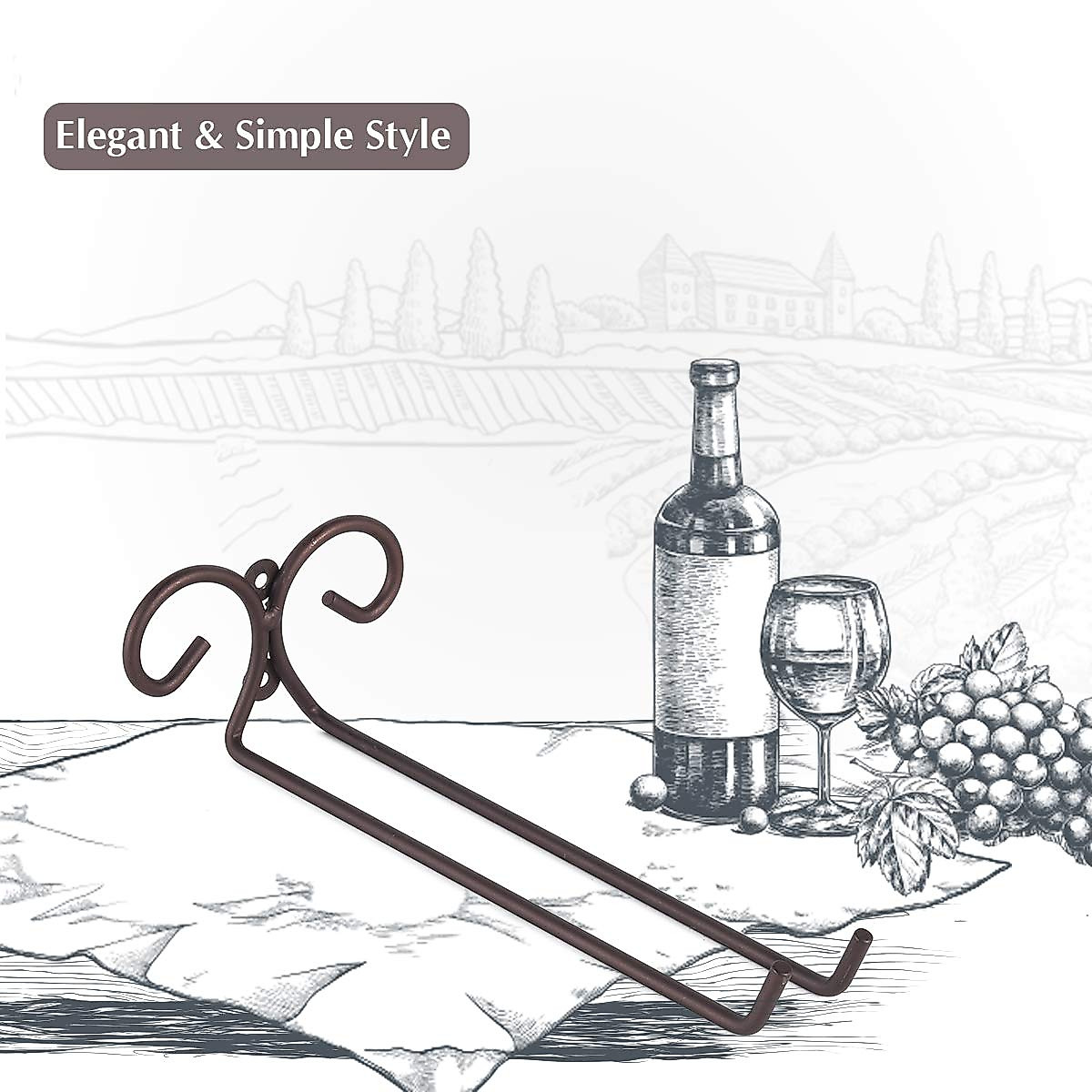 HOWDIA Wine Glass Rack Wall Set of 2 Bronze, Stemware Rack, Wine Glasses Holder Storage Hanger Organizer Metal for Cabinet Kitchen or Bar