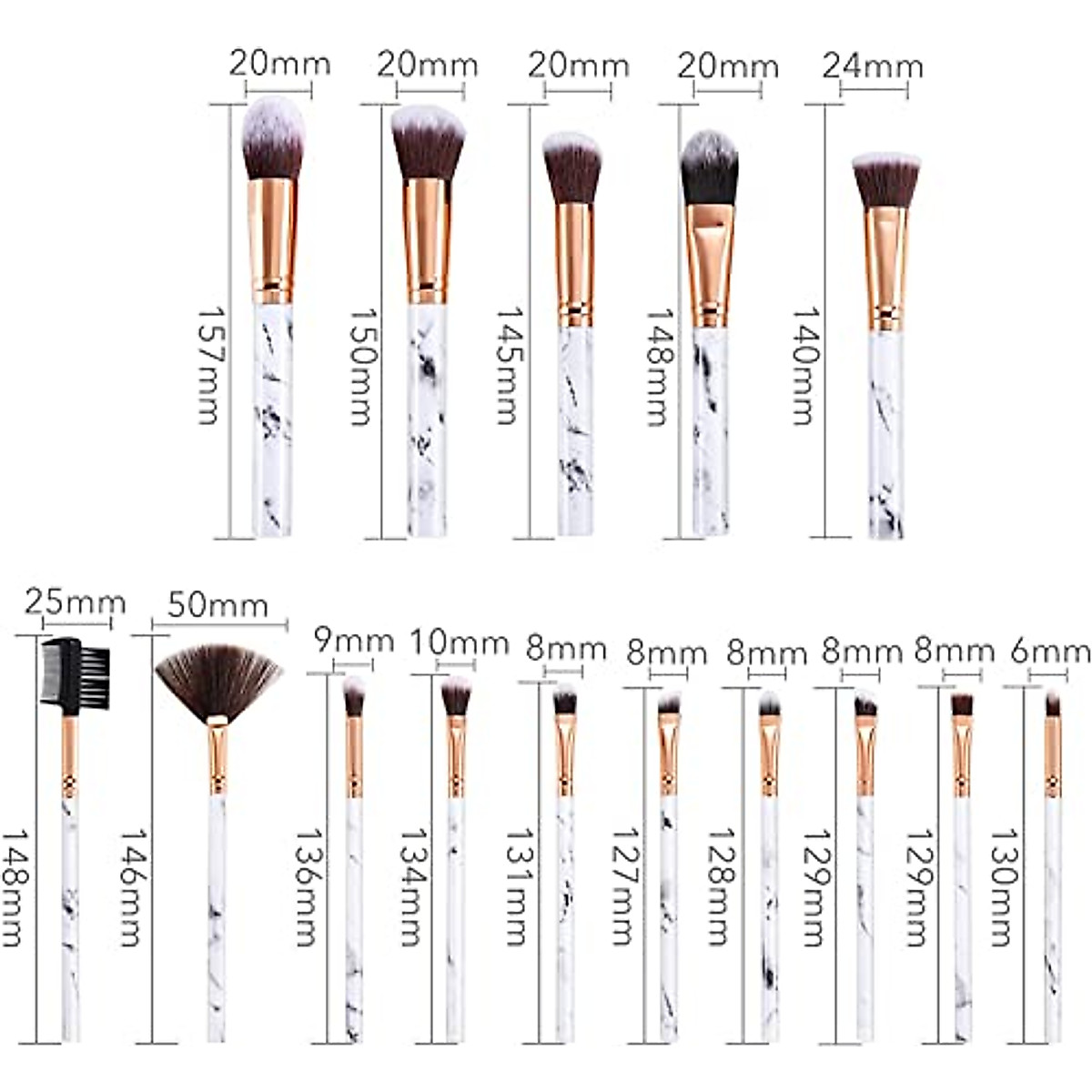 Makeup Brushes Set 15PCS Professional Make up Brushes Set Synthetic Foundation Powder Concealers Eye Shadows Makeup Tools Grey