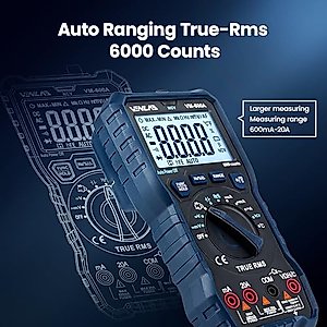 VENLAB Digital Multimeter TRMS 6000 Counts Volt Amp Meter Ohm Auto-Ranging Multimeter Tester with NCV,Measures Voltage Current Resistance Diodes Continuity Duty-Cycle Capacitance Temperature