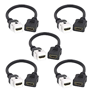 VCE 5-Pack HDMI Keystone Jack, Female to Female HDMI Pigtail Cable 4K HDMI Wall Jack for Keystone Wall Plate, 6 Inch