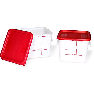 Carlisle FoodService Products Squares Square Food Storage Container Lid with Stackable Design for Catering, Buffets, Restaurants, Proprietary Blend, 6 To 8 Quarts, Red