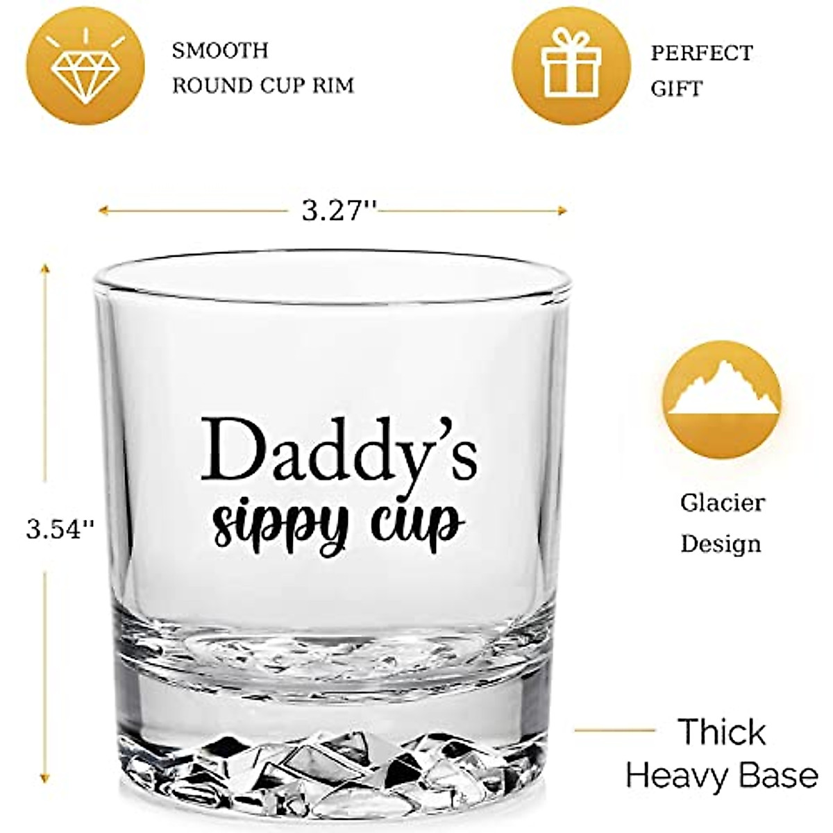 Daddy's Sippy Cup Whiskey Scotch Glass 10oz, Unique Gag Gifts for New Dad, Funny Birthday Retirement Father ‘s Day Christmas Gift for New Dads Father Husband Papa from Daughter Son Kids