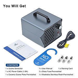 ONAMOR Ozone Generator 30,000mg/h - Ozone Machine for Home, Smoke, Car, and Pet Room. (Suitable for Area of 6,000 Square Feet) - Gray