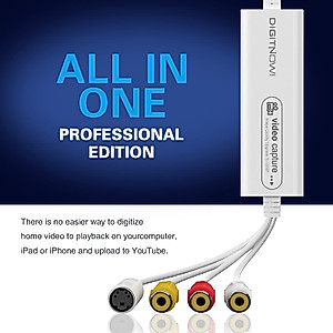 DIGITNOW USB 2.0 Video Capture Card- Pro+ Version VHS to Digital Converter 1080P 30Hz , Suitable for Mac OS, iPad, Android, WinXP/7/8/10