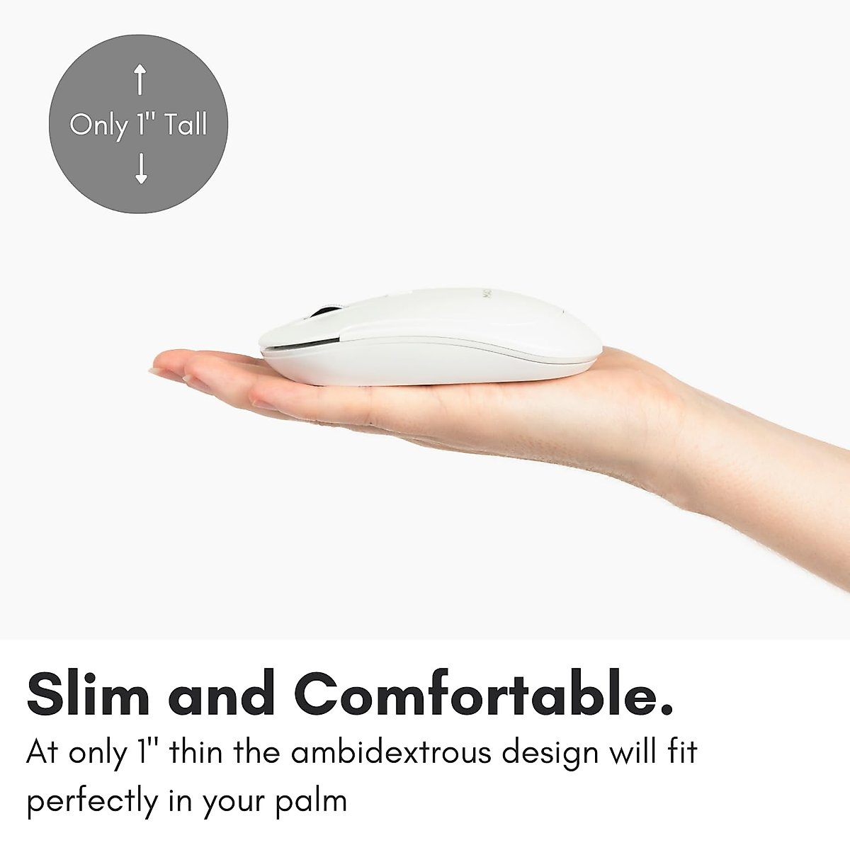 Macally Wireless Bluetooth Mouse for Mac, MacBook Pro/Air, iPad, and PC - Quiet Click and Comfortable Wireless Mouse - Compatible Wireless Apple Mouse - White Laptop Mouse Bluetooth