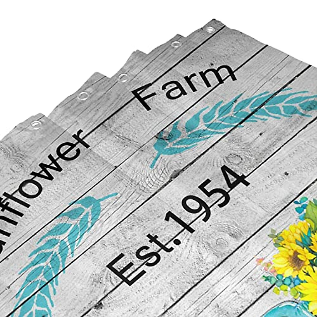 Dexsawoi 4pcs Rustic Sunflower Truck Shower Curtain Set with Non-Slip Sunflower Carpet, Toilet lid, and Bath mat. Bathroom Curtain with 12 Hooks 72 x 72 inches