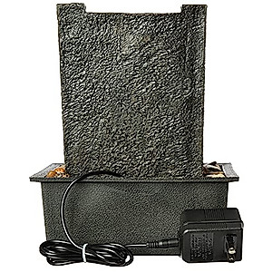 Indoor Fountain with LED Lights – Lighted Tabletop Water Feature with Stone Wall and Soothing Sound – Zen Décor for Home or Office by Pure Garden