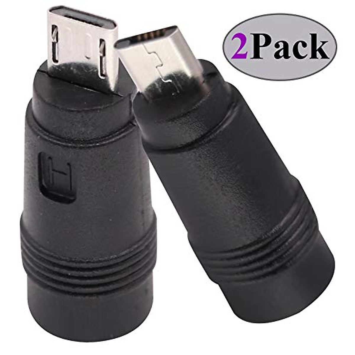 AAOTOKK Micro DC Power Adapter DC5.5x2.1mm to Micro USB 5V DC Power Supply Charging Cables Connector for Cellphone, Tablet,MP3 and Micro USB Device.(2Pack-Micro)