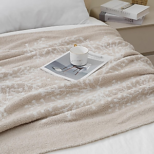 Throw Blanket, Knitted Blanket for Couch, Cozy Microfiber Reversible Fluffy Throw Blanke,Ultra Soft Spring Throw Blanket (Camel, 50 * 60)