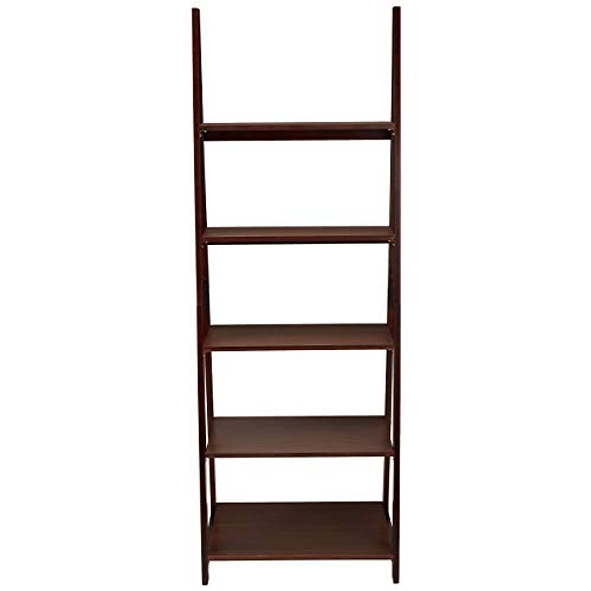 Amazon Basics Modern 5-Tier Ladder Bookshelf Organizer, Solid Rubberwood Frame - Espresso Finish