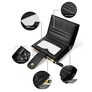 Small Wallet For Women- Credit Card Holder Wallet For Women Girls- Zipper Small Bifold Wallet Mini Coin Purse With ID Window