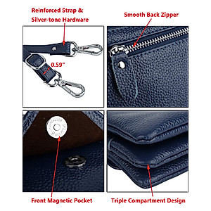 YALUXE Real Leather Wristlet Clutch Handbag Crossbody Bag Cellphone Purse RFID Blocking