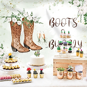 Rsuuinu Boots and Bubbly Bridal Shower Backdrop Western Leaves Flowers Wedding Photography Background Champagne Bride to Be Engagement Party Decorations Banner Supplies Favors Photo Booth Props 7x5ft