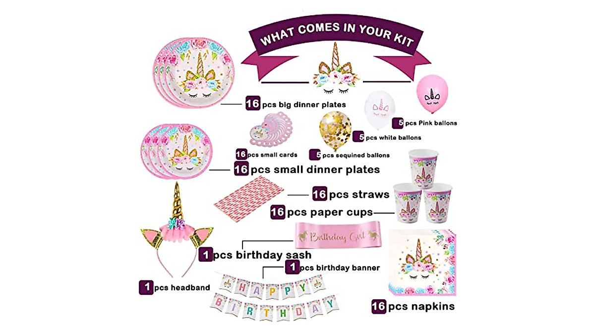 COVEVA Unicorn Plates Set for Epic Birthday Parties