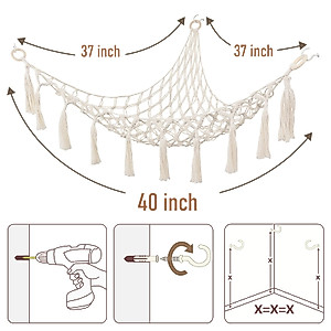 KIDDI MIDY Stuffed Animal Hammock, Macrame Toy Net Storage Hanging Organizer for Kids Bedroom, Playroom, Nursery Room, Corner Plush Toys Net Holder Boho Decor
