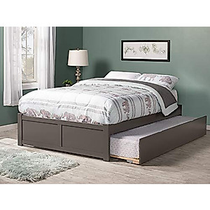 AFI Concord Queen Platform Bed with Footboard and Twin Extra Long Trundle in Grey