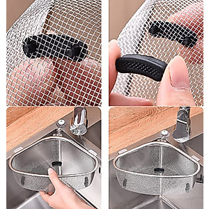 Stainless Steel sink drain basket, Kitchen Food Waste Leftovers Food Catcher Garbage, Corner Kitchen Sink Strainer Basket for Draining Residuum, Drip Drying Sponge (1Pcs)