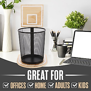 Houseables Basketball Trash Can, Basketball Hoop Trash Can, Basketball Garbage Can, 19”x10”, Brown, Wood, Basketball Hoop Basket, Basketball Net Trash Can, Basketball Wastebasket, Basketball Trashcan