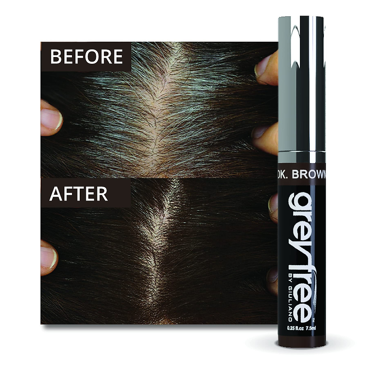 Greyfree Root Touch-Up Hair Mascara Dark-Brown Temporary Gray Roots Concealer