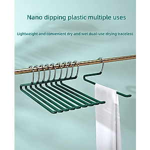 Goose Shaped Non-Slip Trouser Rack 13.8 * 4.3 inch (10 Pieces) Hanger, Thickened Stainless Steel Z-Shaped Hanger Suitable for Scarves/Ties/Accessories/Pants (Green)