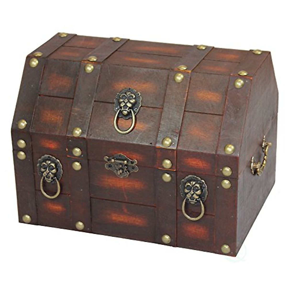 Vintiquewise(TM) Antique Pirate Treasure Chest/Box with Lion Rings