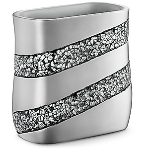 Creative Scents Silver Mosaic Bathroom Trash Can - Decorative Waste Basket for Bathroom - Durable Slim Space Friendly Small Trash Can for Bathroom, Powder Room, Bedroom, Living Room Or Office