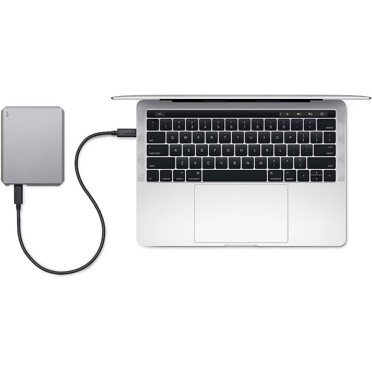 LaCie Mobile Drive, 2TB, External Hard Drive, Space Grey, USB-C, 2 Year Rescue Services (STHG2000402)