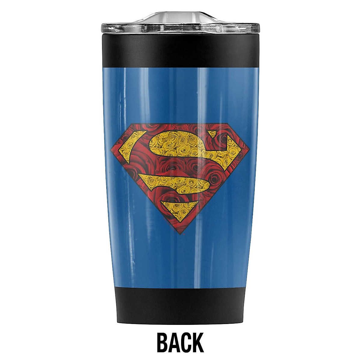 Logovision Superman Rosey Shield Stainless Steel Tumbler 20 oz Coffee Travel Mug/Cup, Vacuum Insulated & Double Wall with Leakproof Sliding Lid | Great for Hot Drinks and Cold Beverages