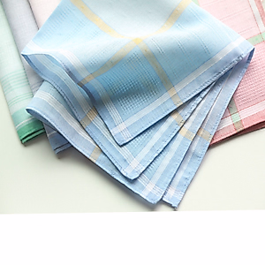 La closure Women Woven Stripe Handkerchiefs Wedding Party Cotton Hankies 12PCS