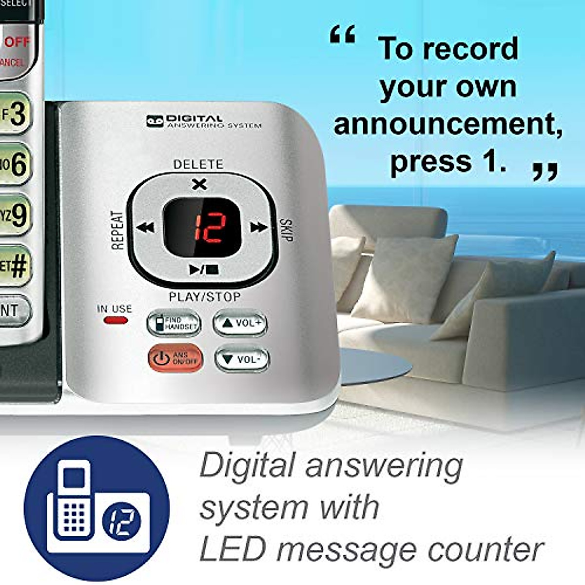 VTech CS6529 DECT 6.0 Phone Answering System with Caller ID/Call Waiting, 1 Cordless Handset, Silver/Black