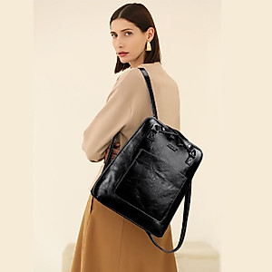 S-ZONE Women Leather Backpack Purse Casual Convertible Shoulder Bags Fashion Rucksack Daypack