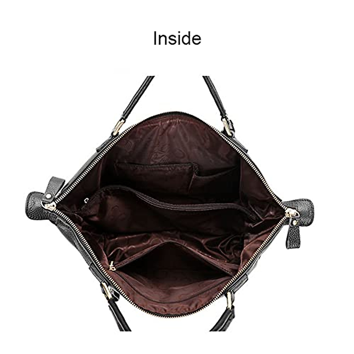 Women's Top-Zip Satchel Leather Handbag Lady Cross body Bag Female Cowhide Tote Bag