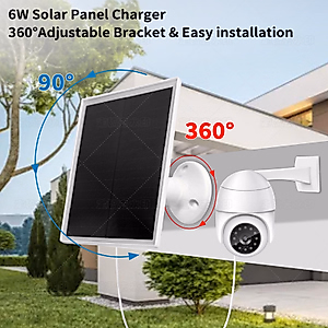 Solar Panel Charger, Solar Panel for Security Camera,6W USB Solar Panel with Micro USB & USB-C Port, IP66 Waterproof Camera Solar Panel with 360°Adjustable Mounting