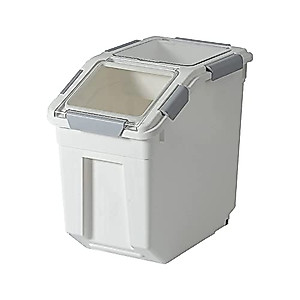 HANAMYA 15 Liter / 30 lbs Rice Storage Container with Measuring Cup, BPA free, For Rice | Grain | Pet Food | Flour, 2 count, White