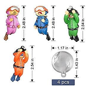 4 Pack Floating Fish Tank Decorations，Cute Little Diver Aquarium Decoration Cartoon Fish Playmate with Floating Device Fish Tank Accessories