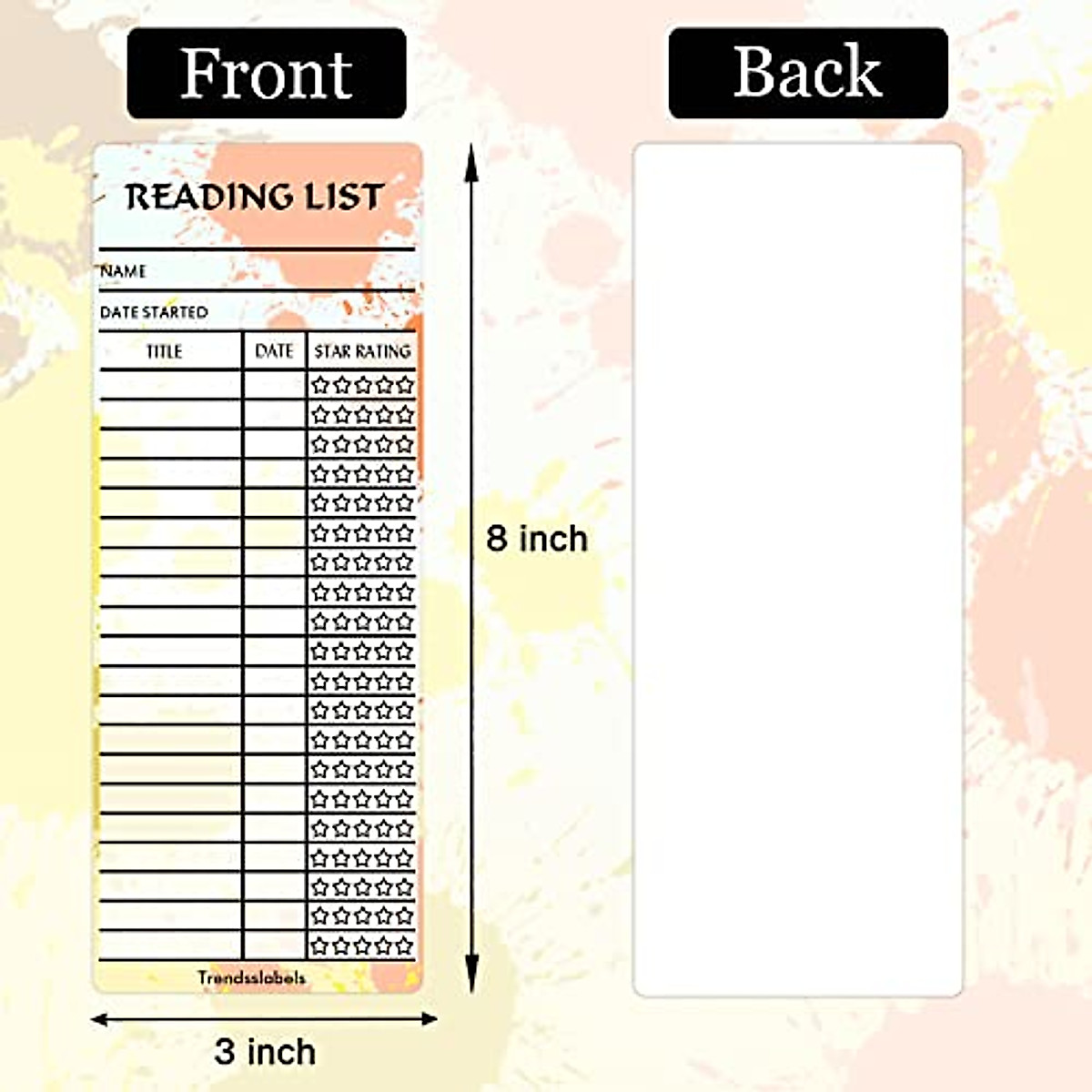 Reading List Bookmark Tracker 3 x 8" Personal Libraries Reading Page Cards Book Tracker Notecards Reading Log for Reading Student Lover Readers Literary Gifts,Book Accessories 50 Pcs