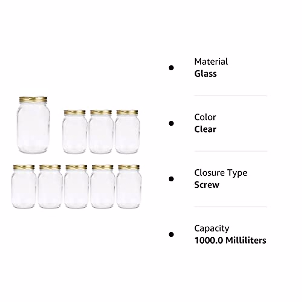 32 oz Glass Jars With Lids,Encheng Wide Mouth Ball Mason Jars 1000ml,Canning Jars For Pickles,Herb,Jelly,Jams,Honey,Glass Storage Jars Kitchen Canistes Containers Dishware Safe 9 Pack …