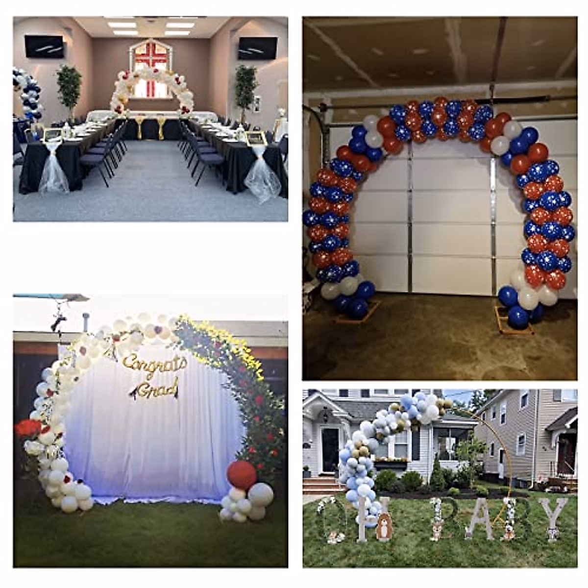 Round Balloon Arch Stand with Base Adjustable, 9.5ft x 7.2ft Gold Metal Circle Balloon Garland Stand Frame Kit for Wedding Engagement Gender Reveal Baptism Birthday Baby Shower Decoration