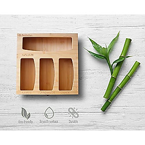Ambolan Ziplock Bag Storage Organizer, Bamboo Drawer Organizer, Plastic Bag Organizer, Compatible with Ziploc, Solimo for Gallon, Quart, Sandwich, and Snack Variety Size Bags