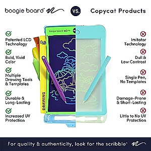 Boogie Board Scribble n’ Play Reusable Kids’ LCD Drawing Board, Doodle Board with Colorful Writing, Easy Erase Button, 4 Texture Drawing Styluses for Kids Ages 4+