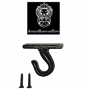 Antique Hardware Depot - 2.5”-Under Cabinet or Shelf Coffee Mug Holder – Cup Hooks Separator – Decorative Black Iron Hangers - Create Rack Under Counter or Wall – Cups, Keys, & Utensils (4-Hooks)