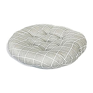Aomine Round Floor Cushions Outdoor Seat Cushions Floor Pillow Pad for Patio Chairs Garden Balcony Yoga Living Room Sofa Office Diameter 18" (Gray Plaid)