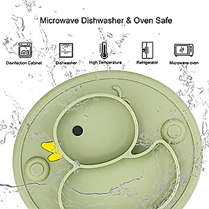 Lightening Corp Baby Plate Silicone Suction Toddler Plates, Divided Dishes for Toddler Kids, Self Feeding, BPA Free, Microwave and Dishwasher Safe (SP-21)