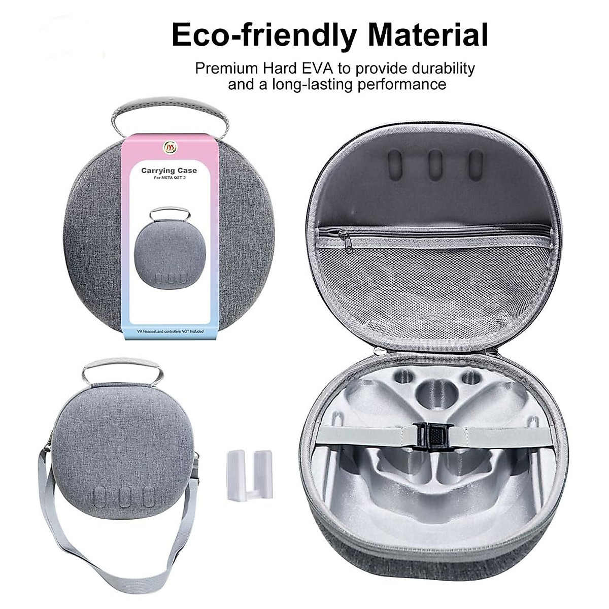 Zhixteu Case for Meta Quest 3, Hard Carrying Case for Meta Quest 3 Accessories, All-in-One Travel Case for VR Headset, Head Strap, Controller Accessories for Meta Quest 3 (grey)