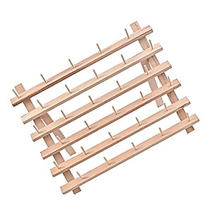 Exceart Thread Storage Rack 30 Spool Cone Foldable Wood Thread Rack Stand Embroidery Machine Holds DIY Bobbin Thread Organizer for Embroidery Craft Sewing Thread Stand Holder