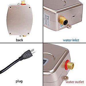 3000W Mini Electric Tankless Hot Water Heater Instant Hot Water Heating Machine for Kitchen Bathroom GOLD 110V